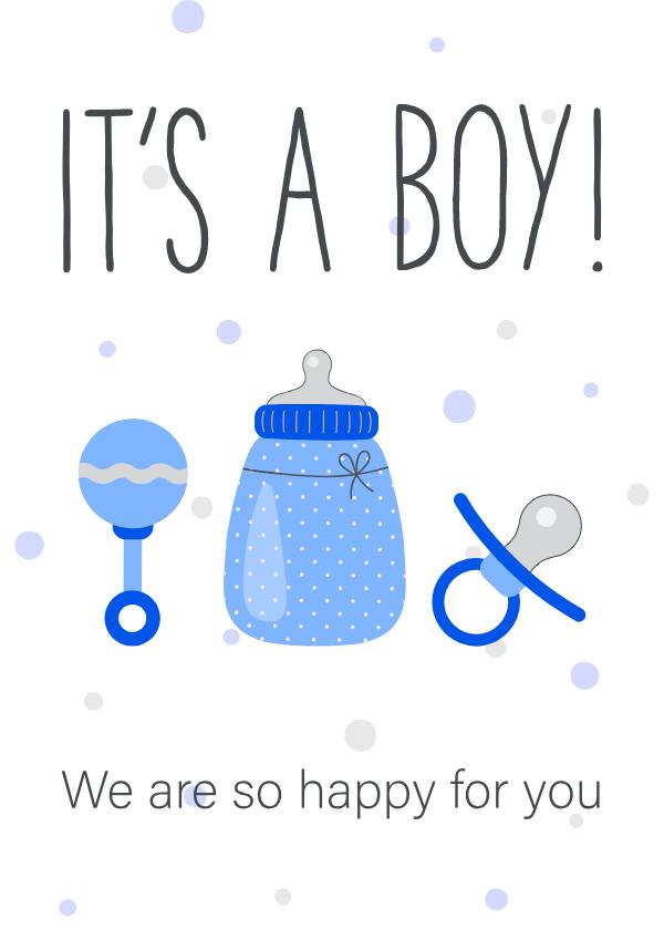 Baby boy rattle, bottle, and pacifier