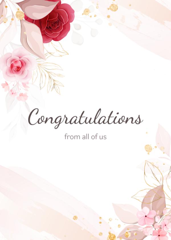 Sparse and elegant congratulations with red flowers