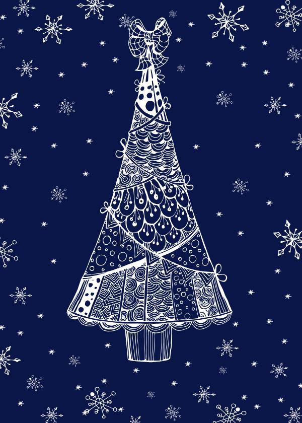 ink tree blue xmas