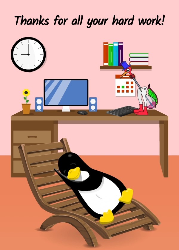Hard working penguin | Ellacard