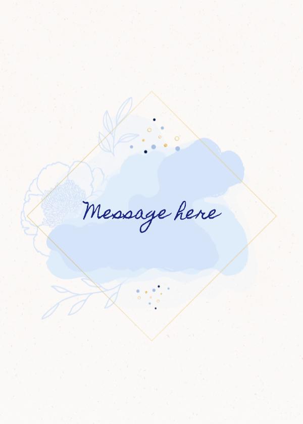 Minimalist abstract blue flowers message template