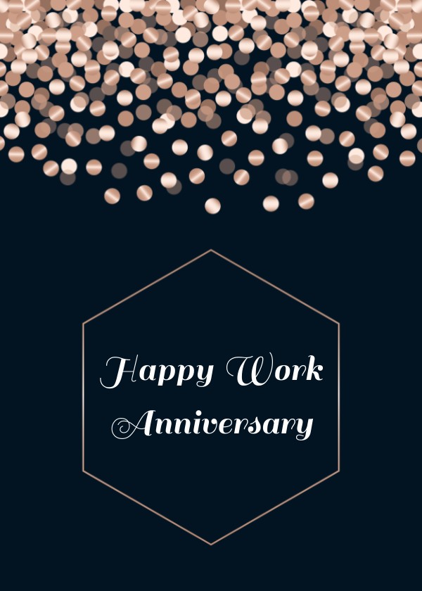 Gold and blue work anniversary