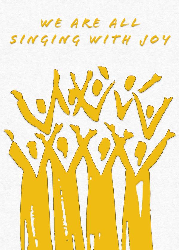 Gold figures singing with joy