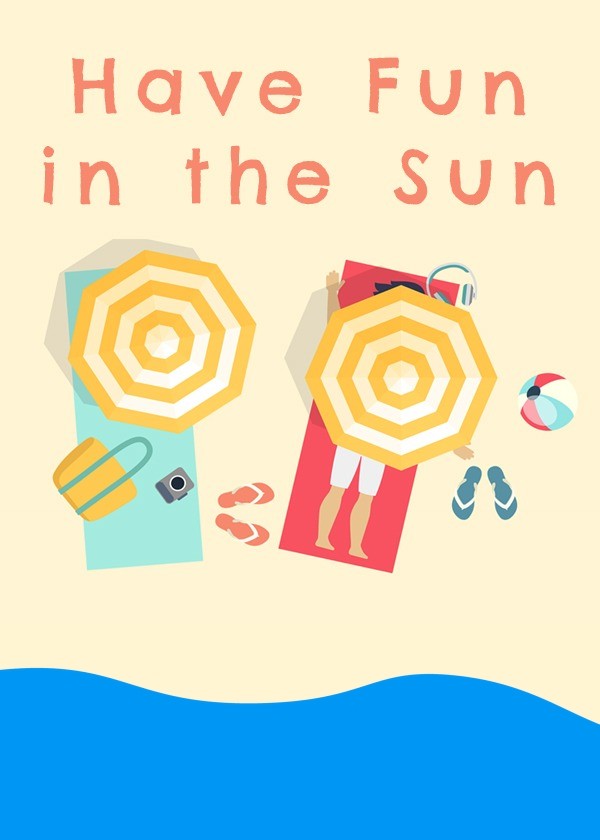 Fun in sun with beach umbrellas and lapping waves