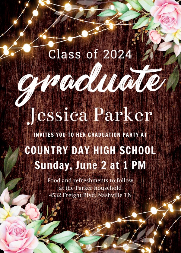 Wood Light Graduation Invitation