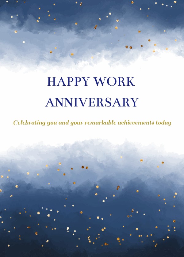 Blue and gold watercolor work anniversary