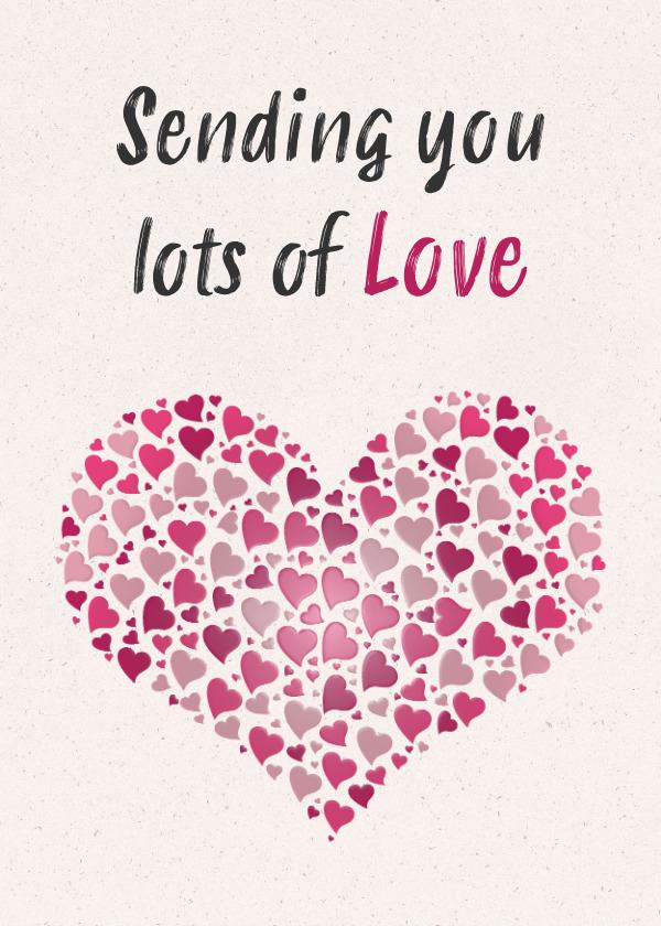 Sending you lots of love with a giant pink heart made of smaller pink ...